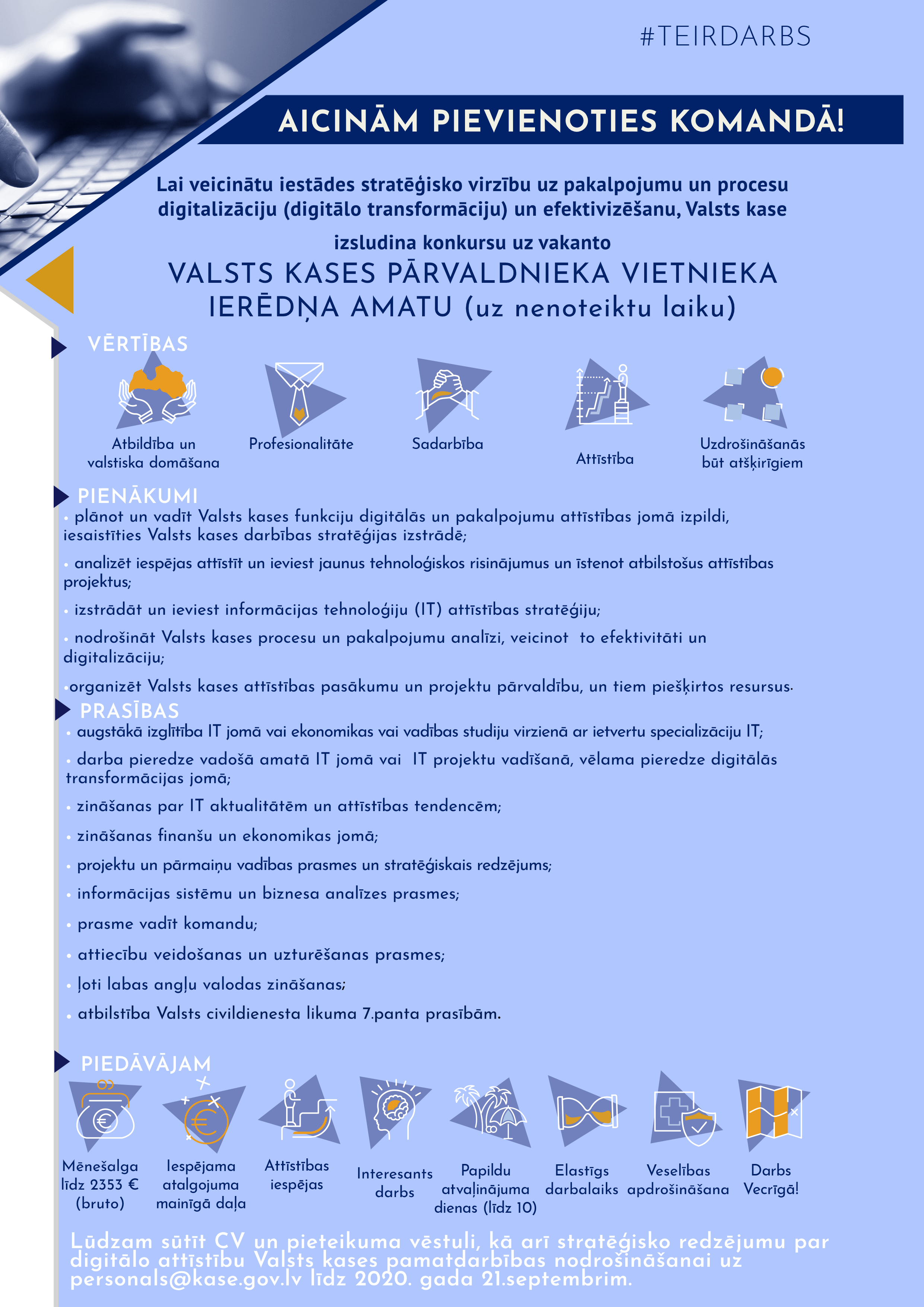 Darba piedāvājumi | Darba piedāvājumi | Valsts kase